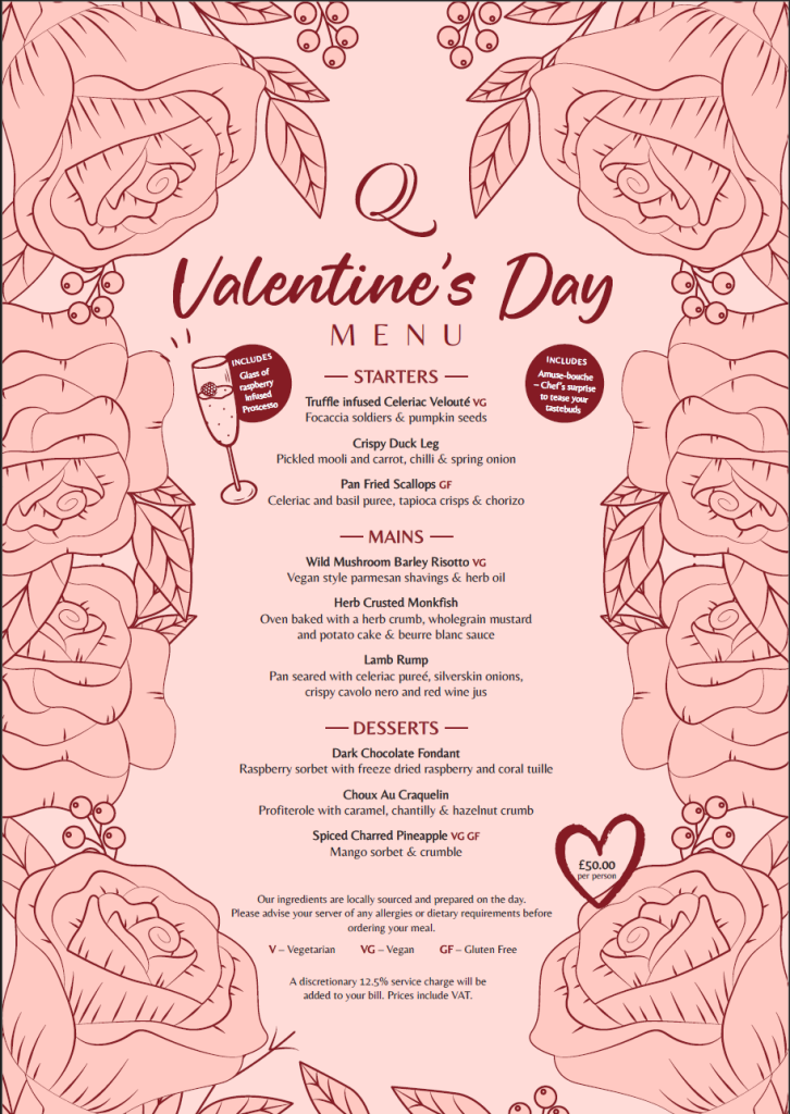 Valentine's Packages & Tasting Menu - Quy Mill Hotel & Spa, Cambridge